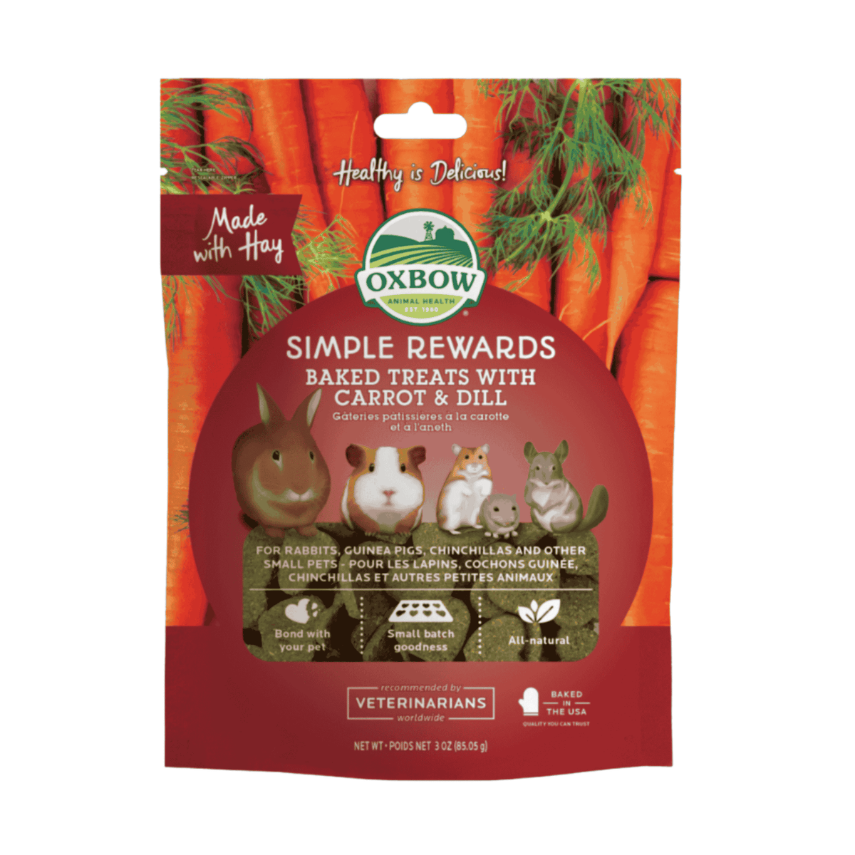 Oxbow Simple Rewards Baked Treats with Carrot & Dill – Vets Love Pets