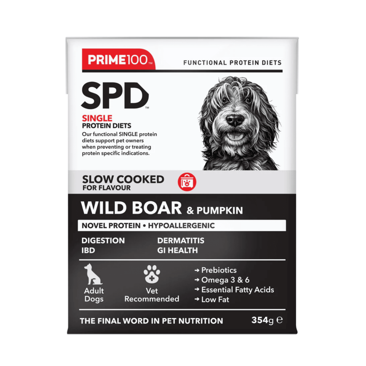 Prime100 SPD Slow Cooked Wild Boar & Pumpkin Wet Dog Food 354g – Vets ...