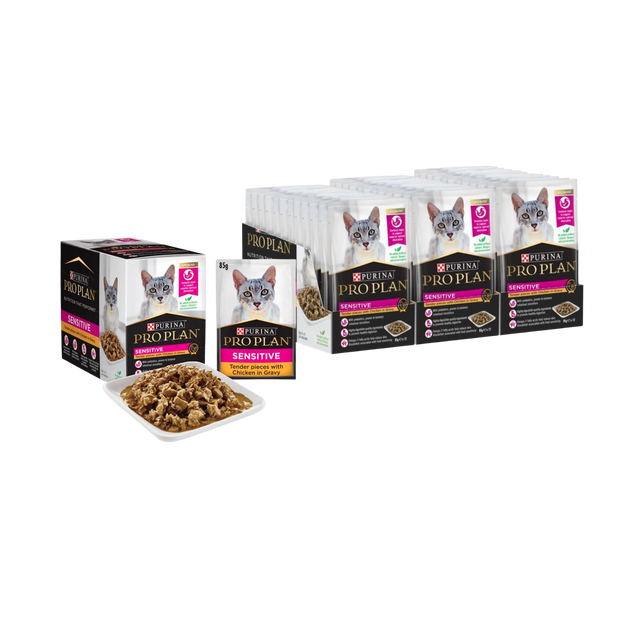 Purina Pro Plan Adult Cat Sensitive Chicken 85g x 12 Pouches | Vets ...