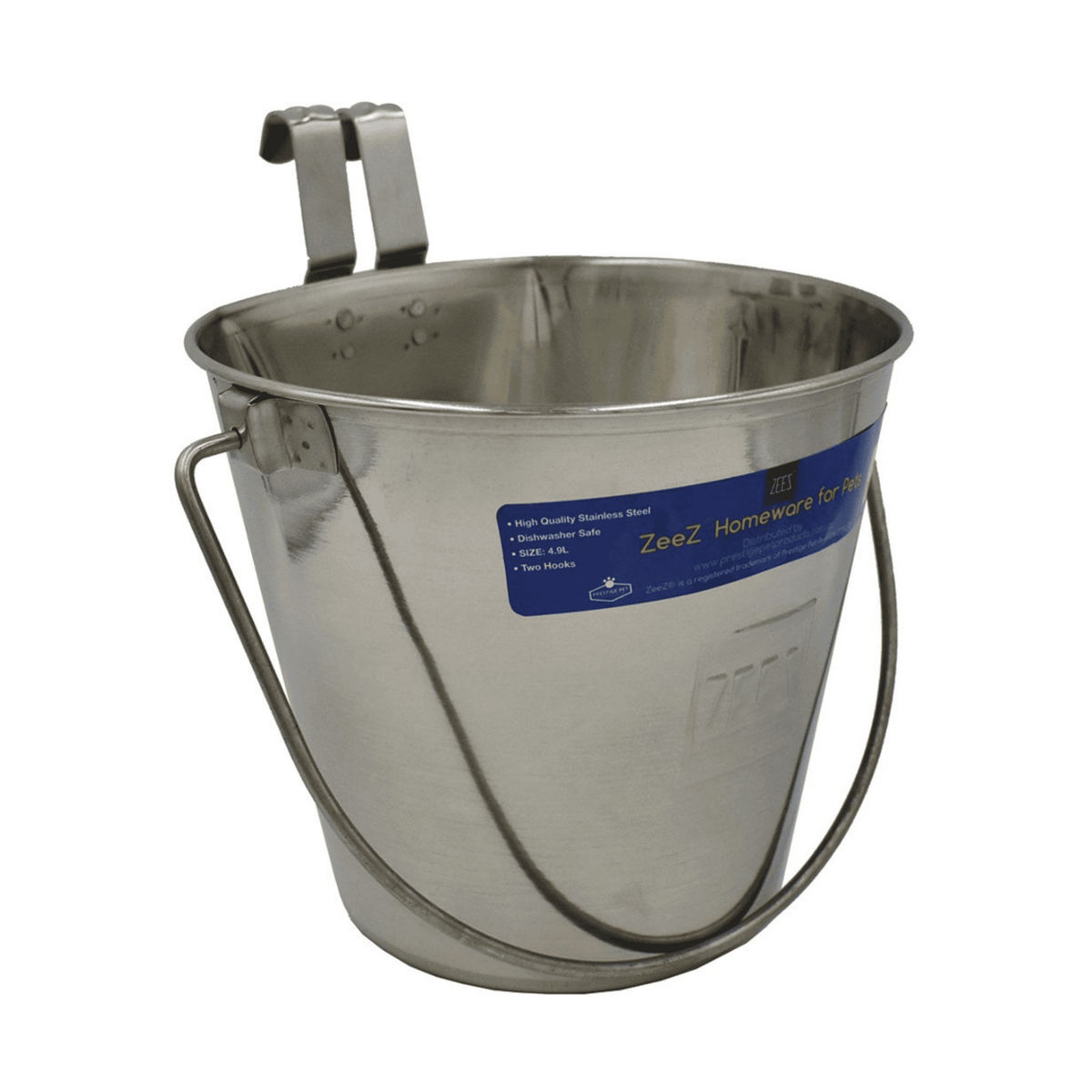 Zeez Stainless Steel Flat Sided Bucket Pail with Two Hooks – Vets Love Pets
